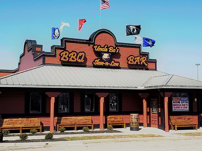 BBQ dreams and beer schemes! Uncle Bo's unassuming exterior stands like a beacon of hope for hungry souls.