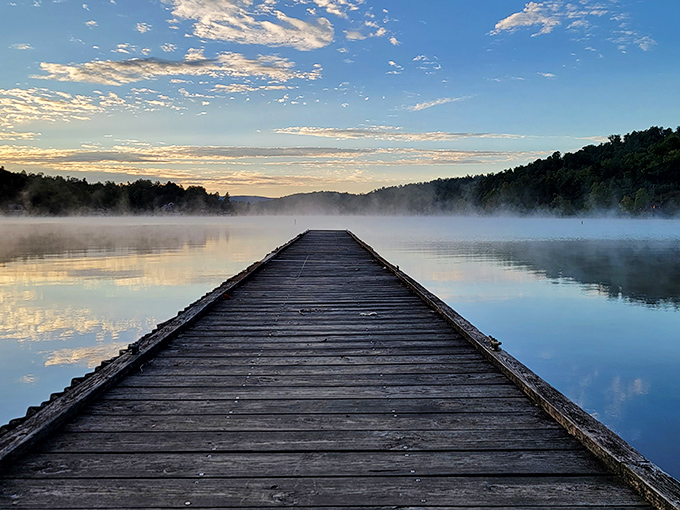 "Welcome to paradise!" This wooden pier stretches into Lake Burton like an invitation to tranquility, promising adventures and lazy afternoons in equal measure.