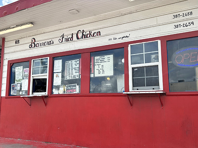 Welcome to flavor town! Barrera's Fried Chicken stands proud in Robstown, a red-and-white beacon of crispy, juicy goodness.