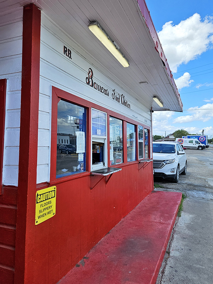 Welcome to flavor town! Barrera's Fried Chicken stands proud in Robstown, a red-and-white beacon of crispy, juicy goodness.