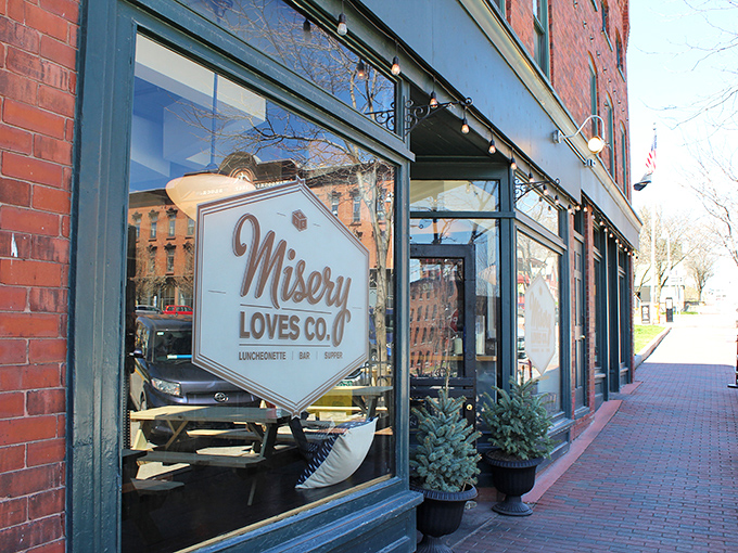 Misery loves company, and apparently, so does this charming storefront! Winooski's culinary gem beckons with its inviting facade and promise of comfort food delights.