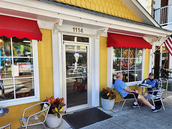 Welcome to donut paradise! Tato-Nut's cheery yellow facade and red awnings are like a beacon of sugary hope on Government Street.