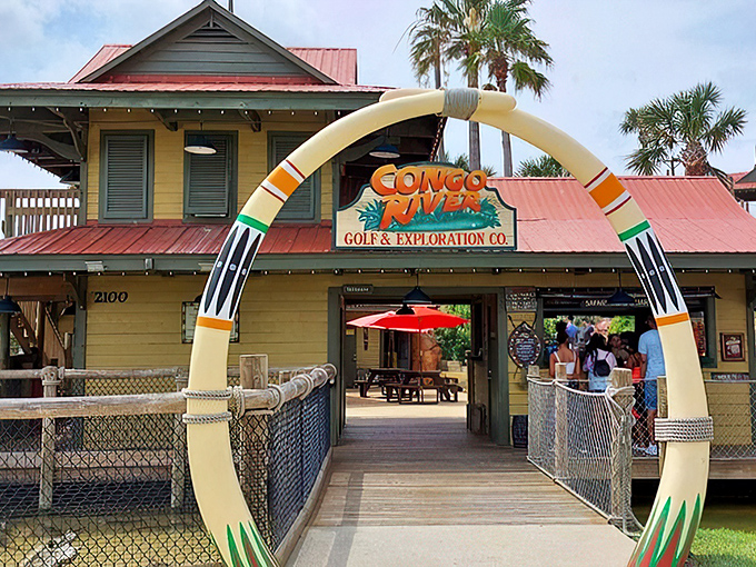 Welcome to the Jurassic Park of mini-golf! This waterfall isn't just for show &ndash; it's nature's way of saying, "You're in for a wild ride!"