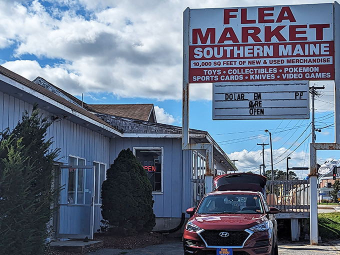 Welcome to the treasure hunter's paradise! This unassuming blue building holds more stories than your grandma's attic &ndash; and probably a few of her lost earrings too.
