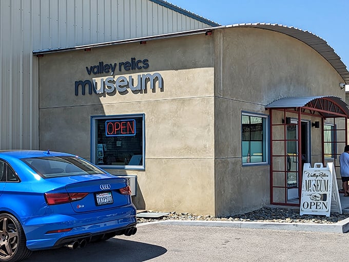 Step right up to nostalgia central! The Valley Relics Museum beckons with its unassuming facade, promising a treasure trove of memories inside. It's like a time machine disguised as a warehouse.
