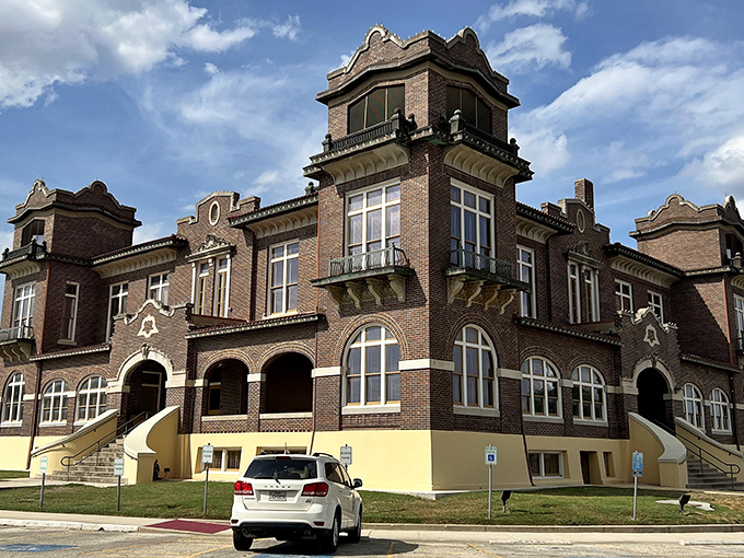 A Victorian masterpiece that puts the 'grand' in grandstanding! This architectural gem stands proudly against the Texas sky, inviting visitors to step back in time.