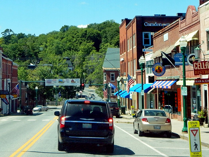 Main Street magic! Ellsworth's charm offensive begins with brick buildings, colorful awnings, and a sense that you've stepped into a Norman Rockwell painting come to life.
