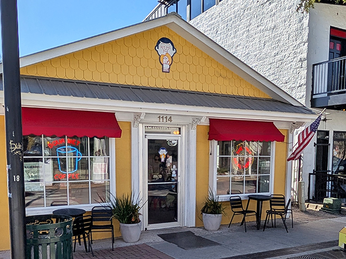 Welcome to donut paradise! Tato-Nut's cheery yellow facade and red awnings are like a beacon of sugary hope on Government Street.