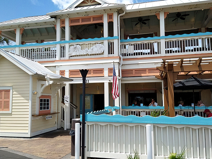 Welcome to seafood paradise! Sunset Grille's vibrant exterior promises a feast for both eyes and taste buds. It's like a beach party invitation you can't refuse.