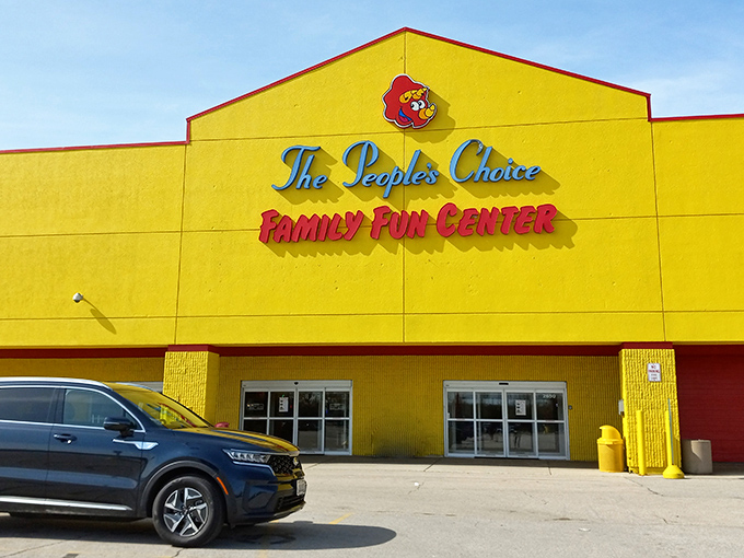 Sunshine on steroids! This dazzling yellow facade isn't just a building, it's a mood-lifter that screams "Fun ahead!" louder than a sugar-rushed toddler.