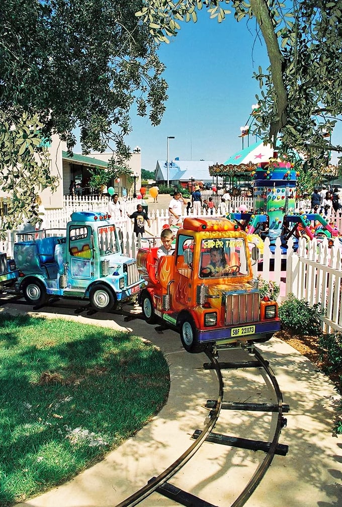 Step right up to nostalgia central! This whimsical carousel, with its cotton candy colors and twinkling lights, promises a spin back to simpler times.