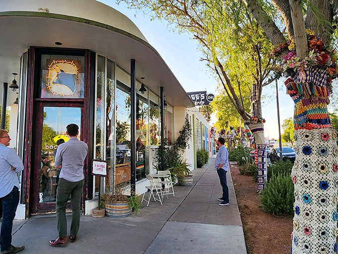 Welcome to flavor town! Bacanora's exterior is a feast for the eyes, with yarn-bombed trees and a storefront that screams "fiesta incoming!"