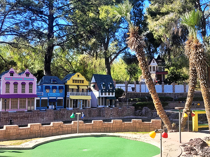 Fairy tales come to life! This whimsical castle, surrounded by vibrant flowers, is your gateway to a world of mini-golf magic and childhood wonder.