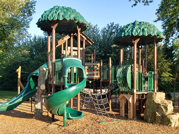 Welcome to the Emerald City! This playground isn't just for kids &ndash; it's where adults rediscover their inner child and perfect their "whoosh" on the slides.
