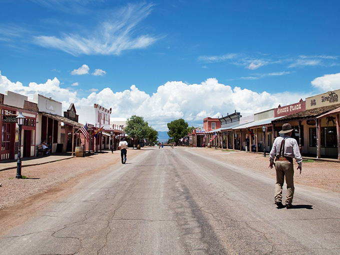 Allen Street stretches before you like a movie set come to life, where every footstep echoes with tales of the Old West's most colorful characters.
