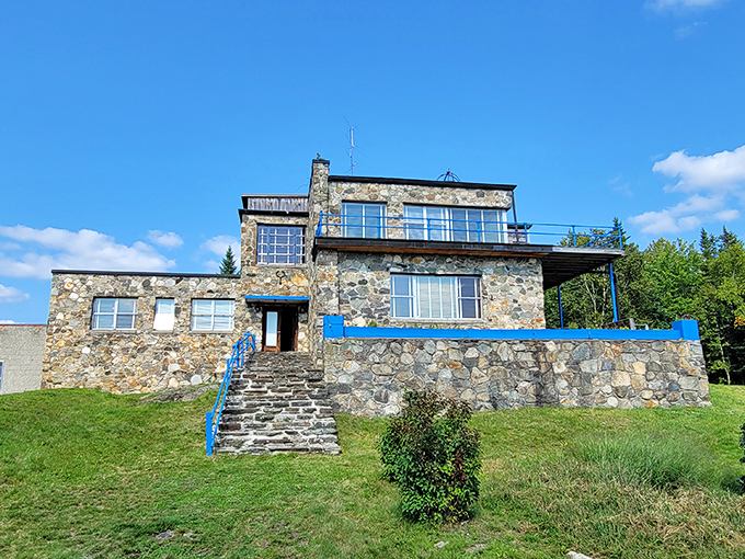 Stone cold fox! This rustic fortress of scientific wonder looks like it's ready to spill secrets of the universe... or host the world's quirkiest bed and breakfast.