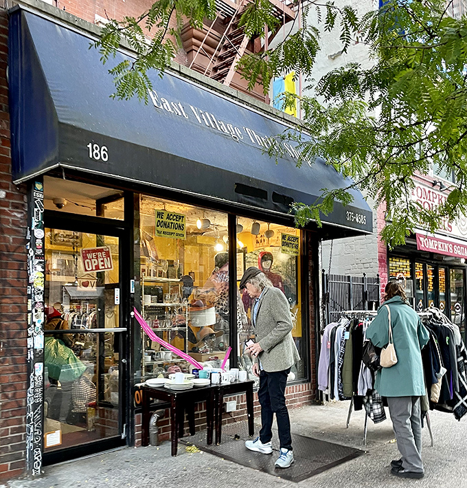Welcome to the East Village Thrift Shop, where fashion dreams come true without breaking the bank. This unassuming storefront is a portal to sartorial adventures!