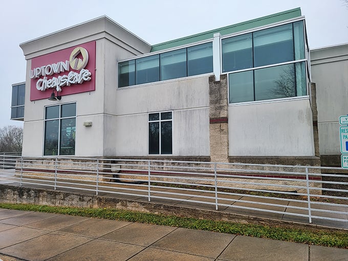 Welcome to fashion paradise! Uptown Cheapskate's bold red sign beckons bargain hunters like a siren call to stylish sailors.