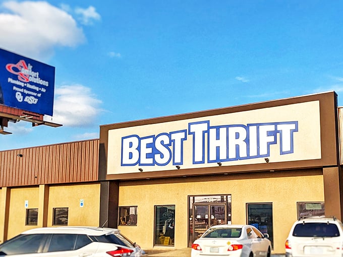 Welcome to the Mecca of Thrift! Best Thrift's exterior promises a treasure trove within, like a bargain hunter's Narnia hiding behind those unassuming walls.