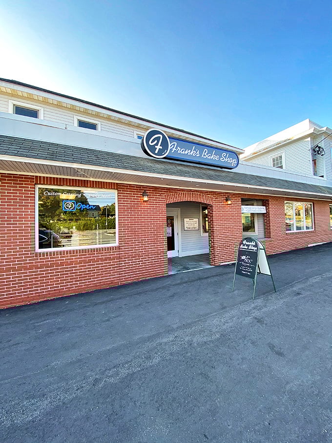Welcome to Frank's Bake Shop & Catering, where the brick facade is as warm and inviting as the aroma of freshly baked goods wafting through the air.