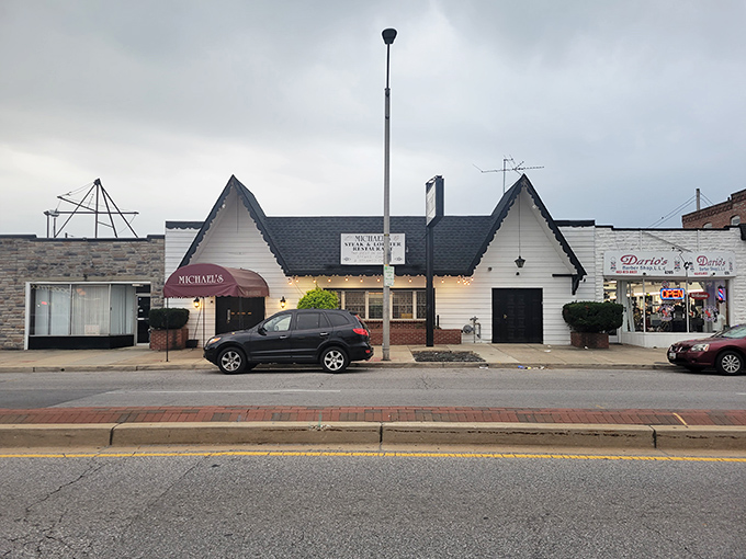Welcome to flavor town! Michael's iconic red awning beckons like a culinary lighthouse, guiding hungry souls to gastronomic bliss.