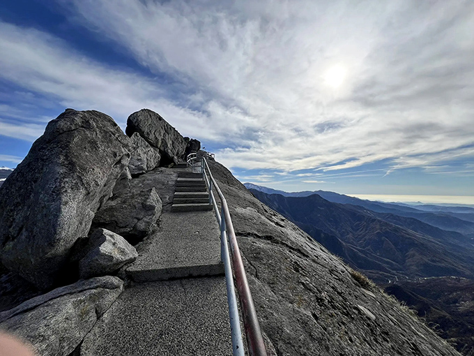 Stairway to heaven or leg day nightmare? This winding path up Moro Rock promises views that'll make you forget your burning calves.