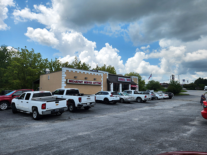 Welcome to breakfast paradise! The Georgia Express Diner's exterior promises a feast for the senses, with its inviting facade and classic diner charm.