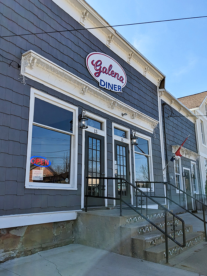 A diner that's more than just a pit stop! Galena Diner's charming exterior promises comfort food that'll hug your soul and tickle your taste buds.