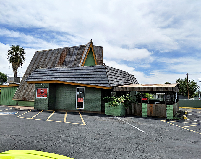Welcome to Mrs. Chicken, where the A-frame roof isn't just for show &ndash; it's a beacon of crispy, juicy hope in the Arizona desert.