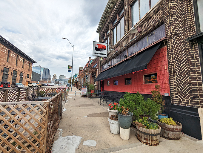 A red-brick beacon of deliciousness! The Brick's exterior promises a feast for the senses, with its vibrant and inviting facade.