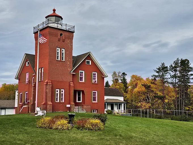 A beacon of relaxation! This crimson beauty stands tall against the Minnesota sky, inviting weary travelers to rest their sea legs and forget about the world outside.