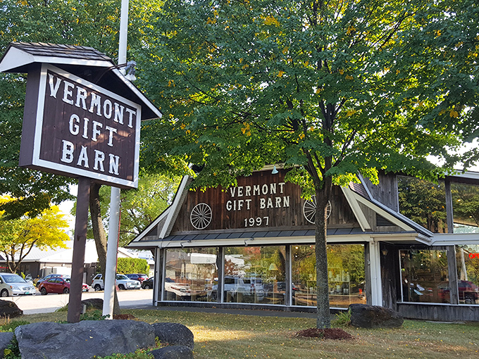 A barn-shaped time machine! Step inside this rustic wonder, where Vermont's charm meets modern-day shopping. It's like Etsy came to life and decided to wear overalls.