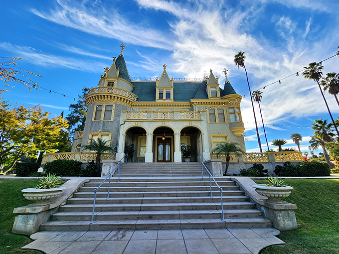 A fairy tale come to life! Kimberly Crest House & Gardens stands proudly, its turrets reaching for the California sky like a Disney castle that decided to retire in Redlands.