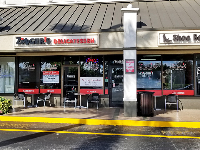 Welcome to sandwich paradise! Zinger's Delicatessen stands proud, promising overstuffed delights that'll make your taste buds dance and your belt buckle quiver.