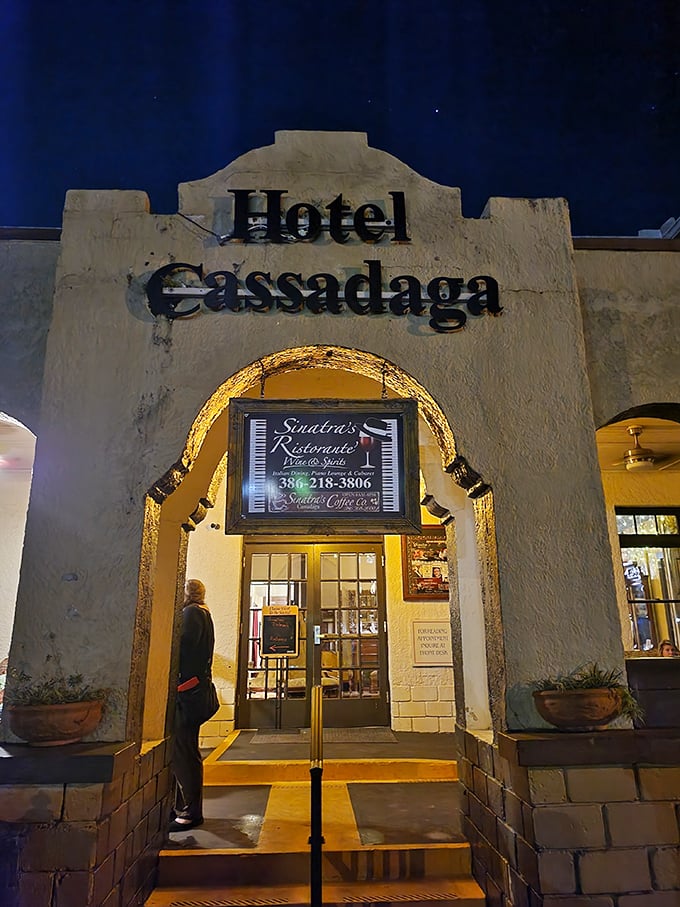 Welcome to the Twilight Zone... I mean, Hotel Cassadaga! This Spanish Colonial Revival facade is like a portal to another dimension.