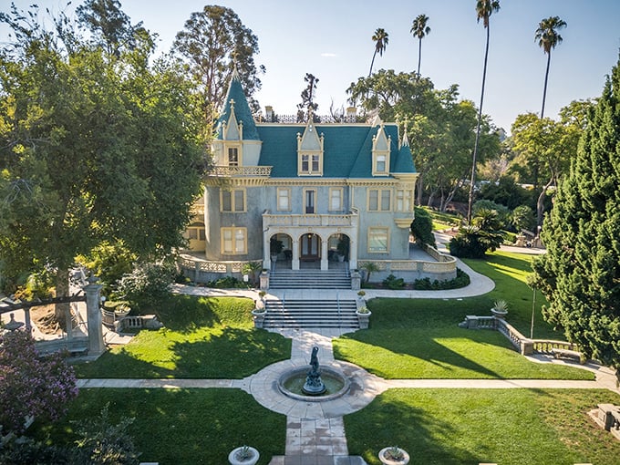 A fairy tale come to life! Kimberly Crest House & Gardens stands proudly, its turrets reaching for the California sky like a Disney castle that decided to retire in Redlands.