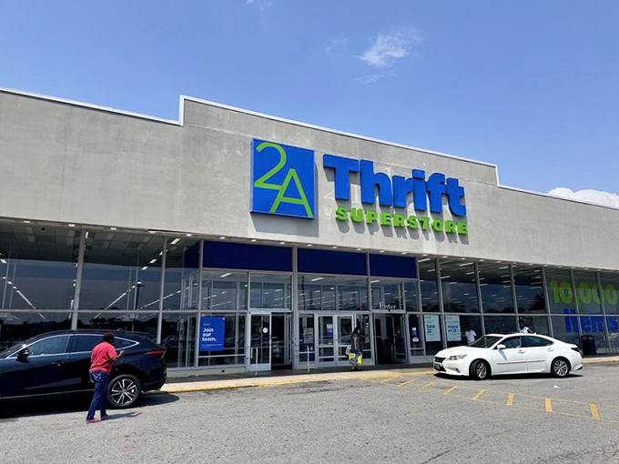 Welcome to the mothership of secondhand treasures! This massive storefront promises a universe of bargains waiting to be discovered inside.