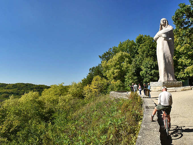 Eternal Indian or eternal photo op? This towering statue watches over Lowden State Park like a stone-faced lifeguard on the world's greenest beach.