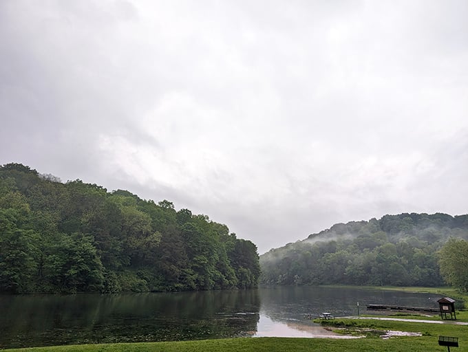 Nature's mirror: Jefferson Lake reflects the sky like a landscape painter's dream come true. Who needs Instagram filters when you've got this view?
