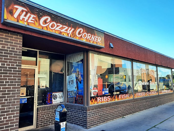Welcome to flavor town! The Cozzy Corner's exterior promises a Southern feast that'll make your taste buds do a happy dance.