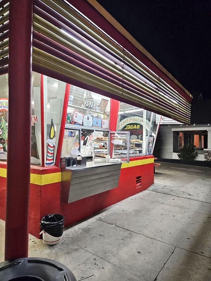 A retro rainbow in the heart of Burbank! Donut Hut's exterior is like a time machine, whisking you back to simpler, sweeter days.