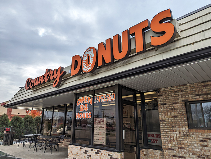 "Open 24 hours? Now that's what I call a sweet dream come true!" Country Donuts' commitment to round-the-clock sugar rushes is as comforting as a warm glazed donut at 3 AM.