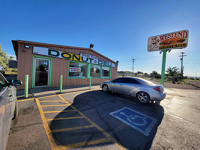 A donut lover's dream come true! This unassuming exterior hides a world of sugary delights waiting to be discovered.