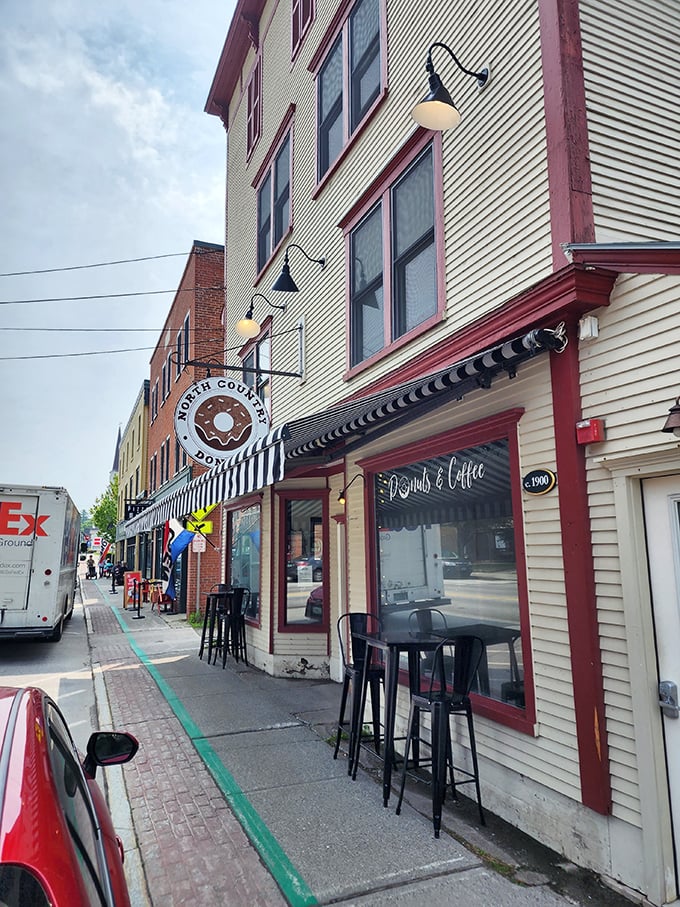 Step into a world where calories don't count! North Country Donuts' charming exterior promises sweet adventures within.