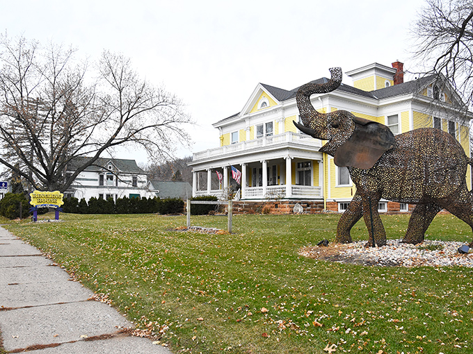 A sunny yellow Victorian mansion that screams "Come in, the circus is about to begin!" The Ringling House B&B stands proud, inviting guests to step back in time.