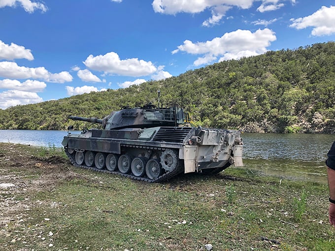 Who needs a sports car when you can cruise in a 32-ton tank? This beast makes off-roading look like child's play, with the Texas Hill Country as your playground.