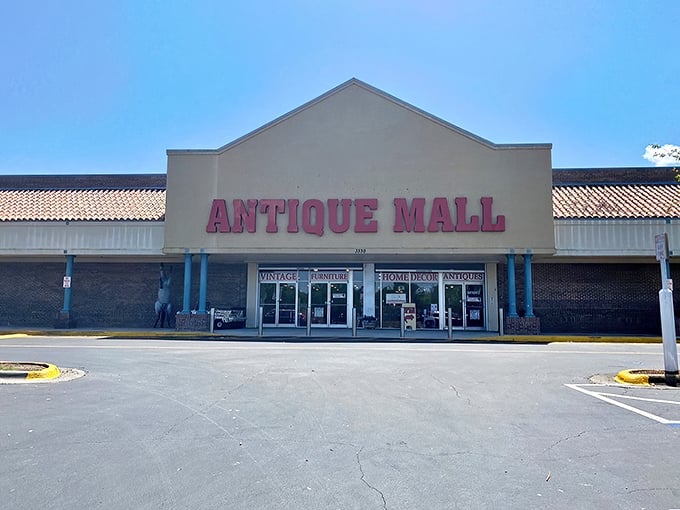 Welcome to the time machine! Lakeland Antique Mall's unassuming exterior hides a treasure trove of memories waiting to be rediscovered.