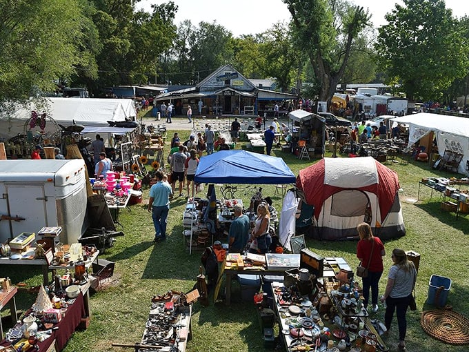 A treasure hunter's paradise! Sparks Flea Market sprawls across the Kansas countryside, promising adventures in every tent and trailer.