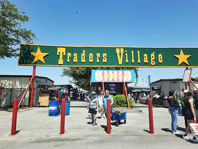 Welcome to Traders Village, where bargain hunting meets Texas-sized adventure! This green and gold gateway promises a world of wonders beyond.