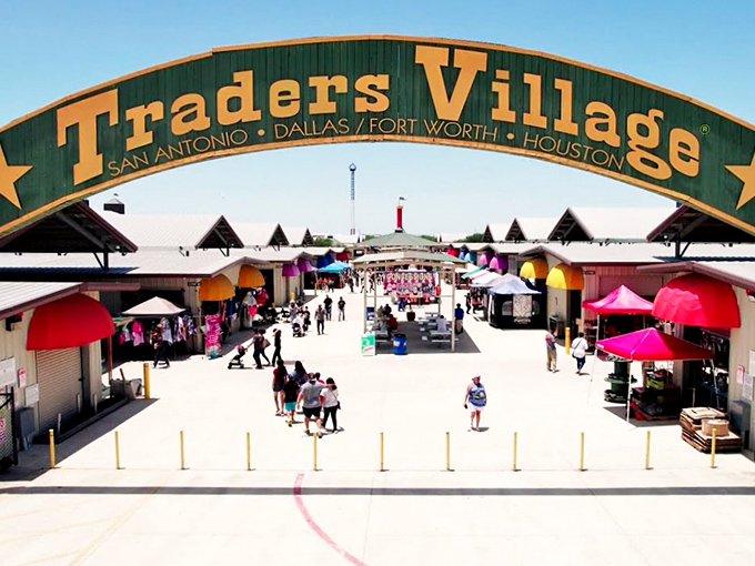 Welcome to Traders Village, where bargain hunting meets Texas-sized adventure! This green and gold gateway promises a world of wonders beyond.